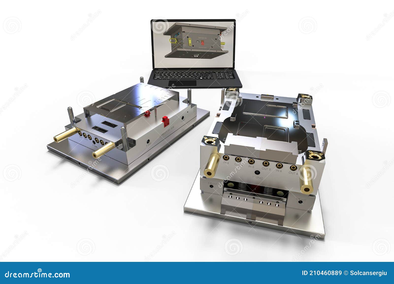 3D Render Image of a Plastic Injection Mold Stock Illustration ...