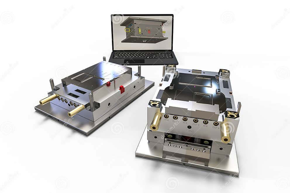 3D Render Image of a Plastic Injection Mold Stock Illustration ...