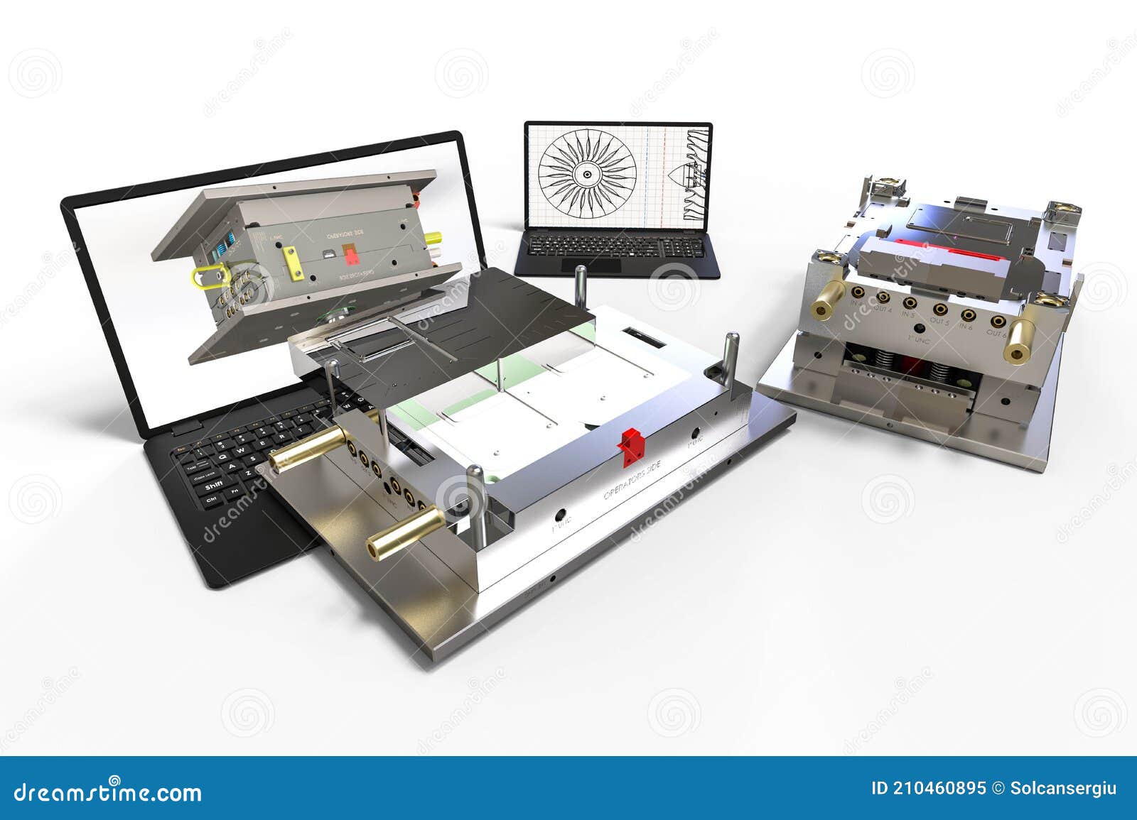 3D Render Image of a Plastic Injection Mold Stock Illustration ...