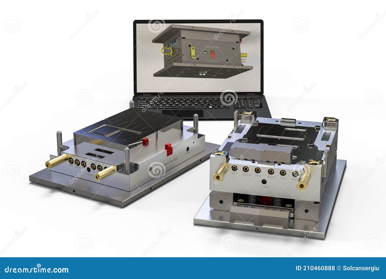 3D Render Image of a Plastic Injection Mold Stock Illustration ...