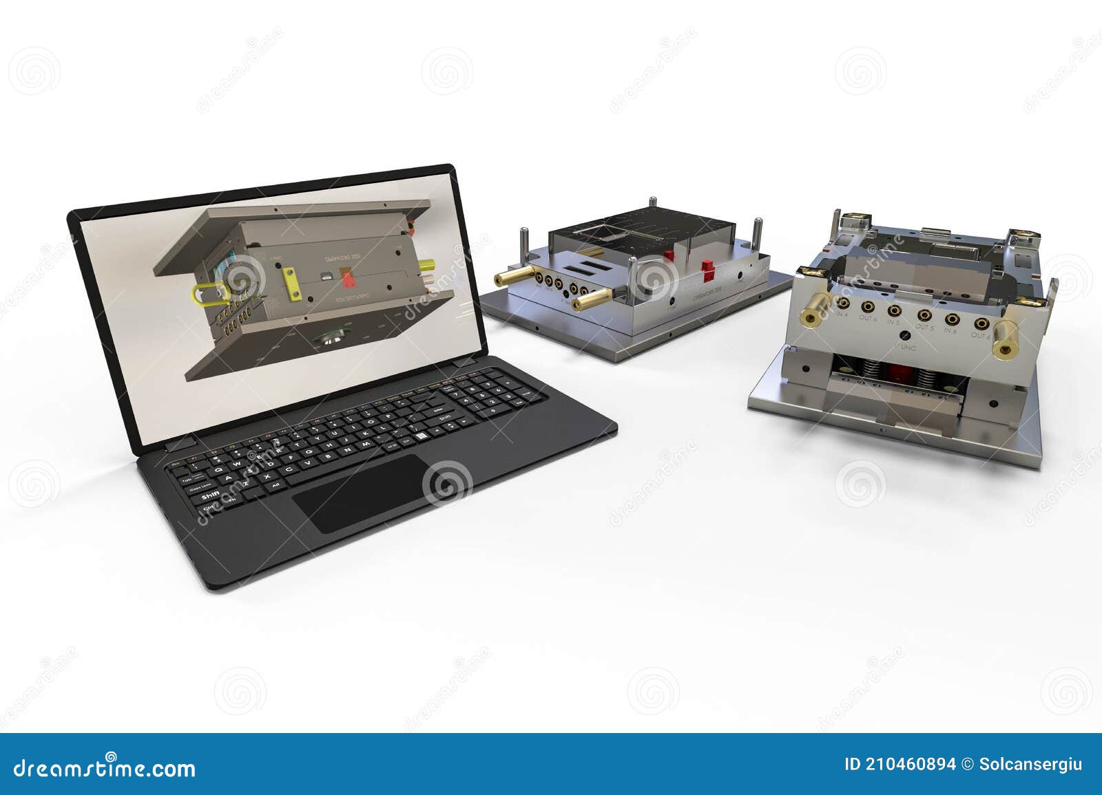 3D Render Image of a Plastic Injection Mold Stock Illustration ...