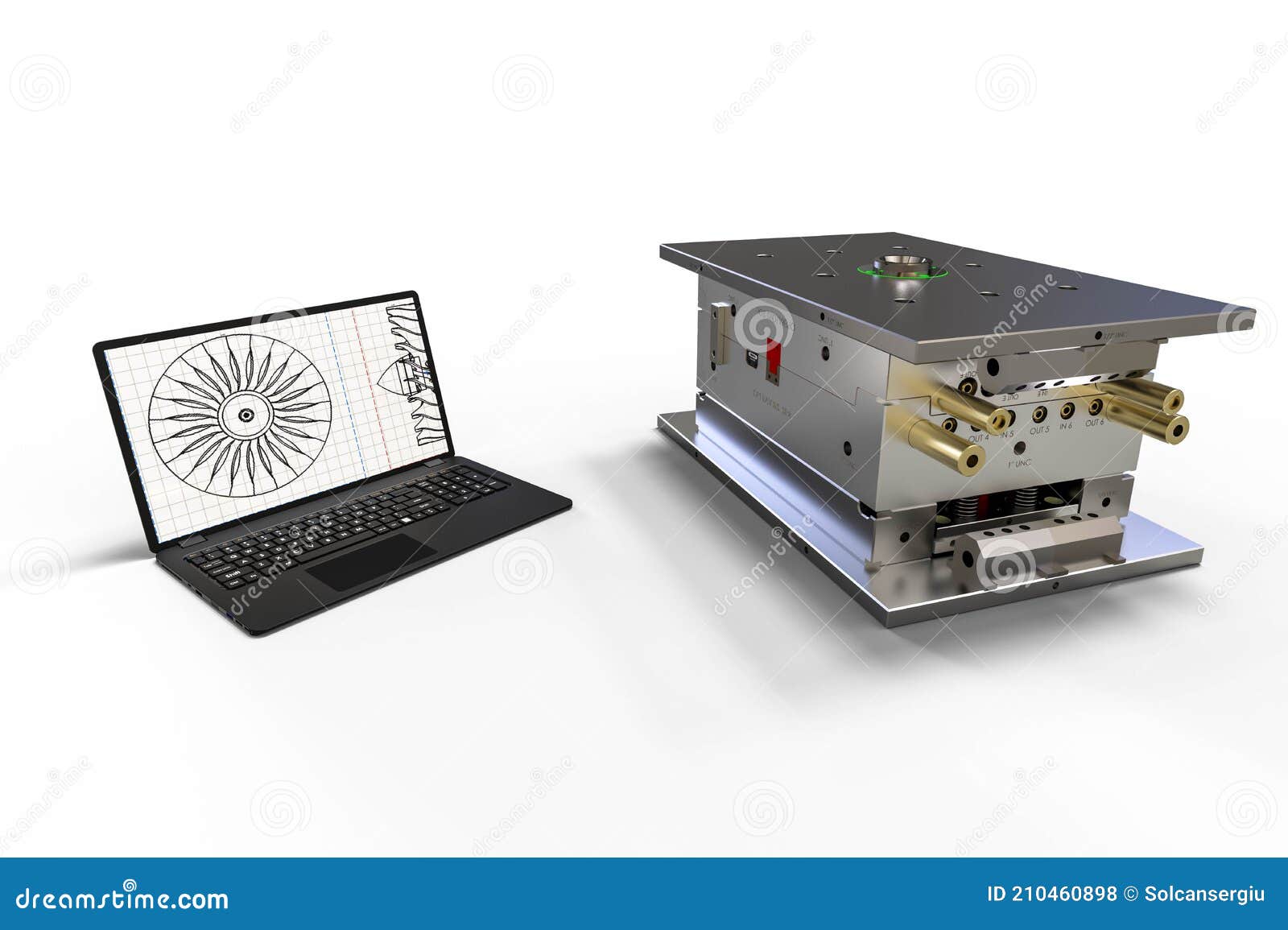 3D Render Image of a Plastic Injection Mold Stock Illustration ...