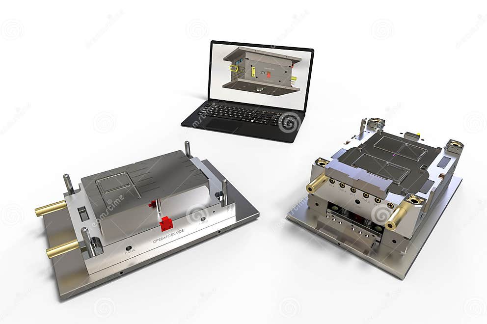 3D Render Image of a Plastic Injection Mold Stock Illustration ...