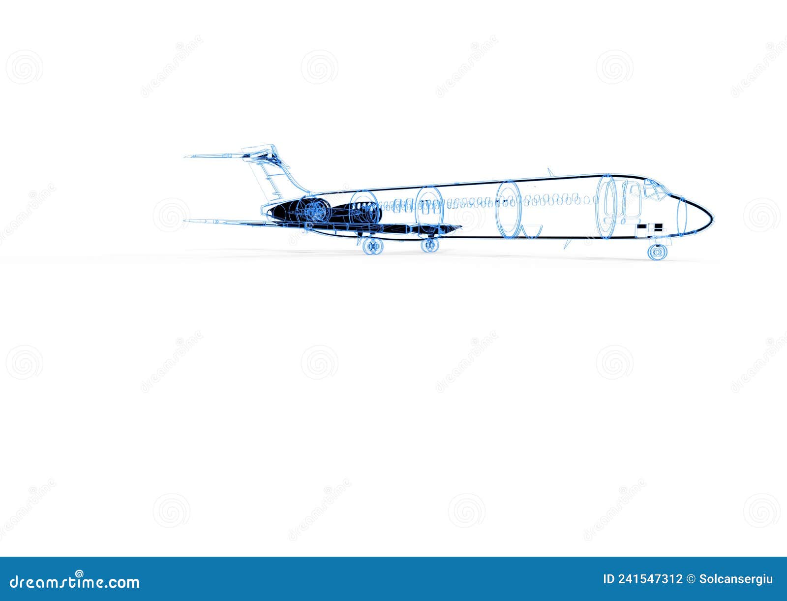 3D Render Image Representing an Airplane with CAD Stock Illustration ...