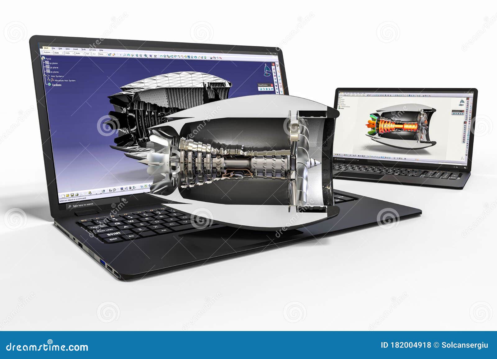 Computer Aided Design with 3D Software. Airplane Engine Development ...