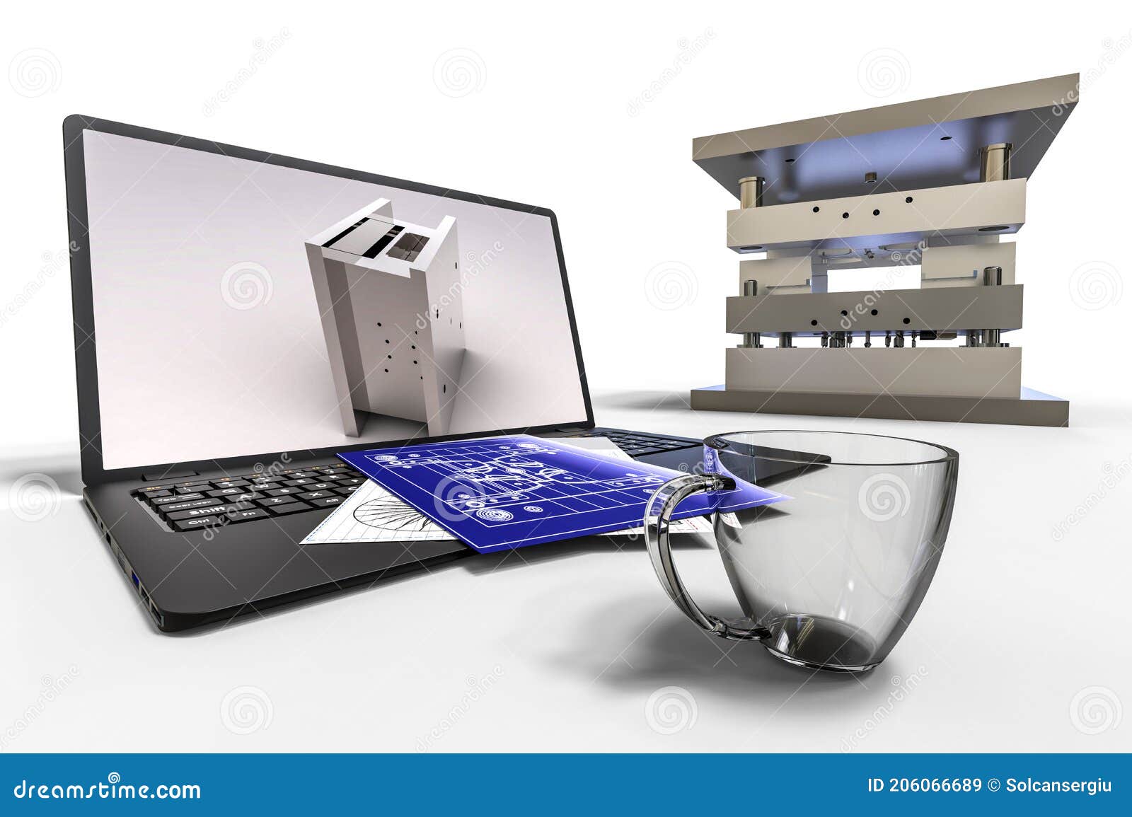 3D Render Image Representing CAD Process Stock Illustration ...