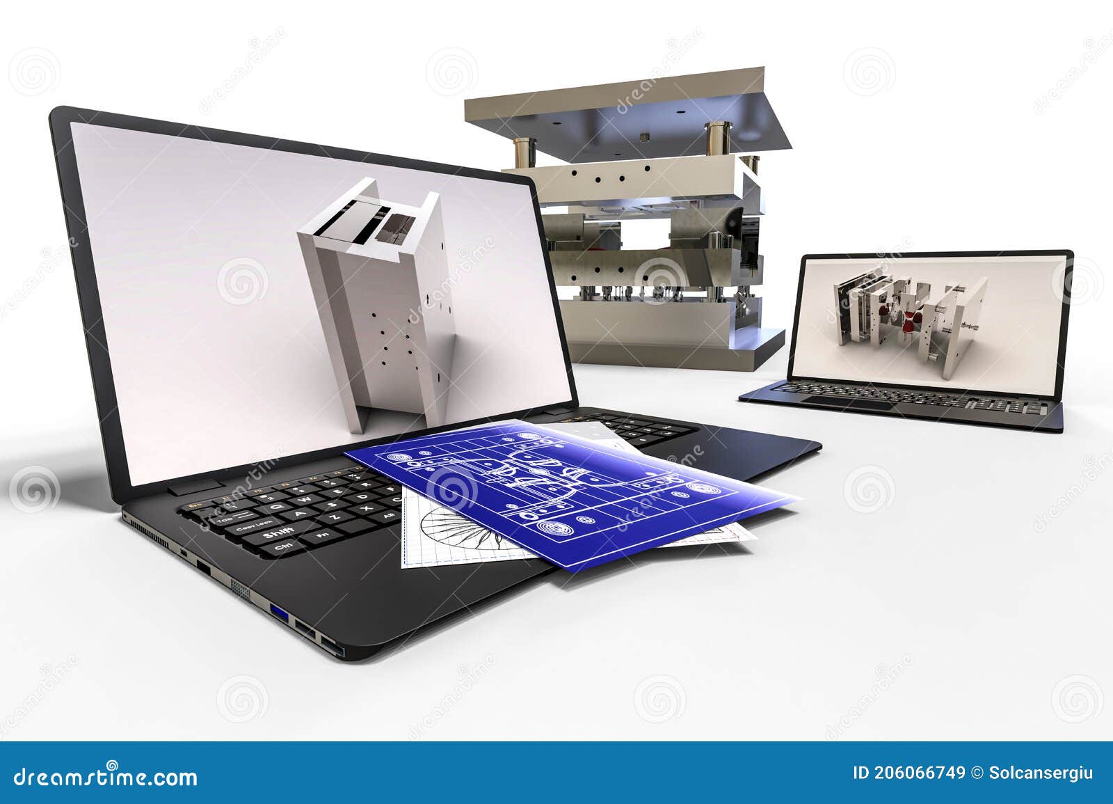 3D Render Image Representing CAD Process Stock Illustration ...