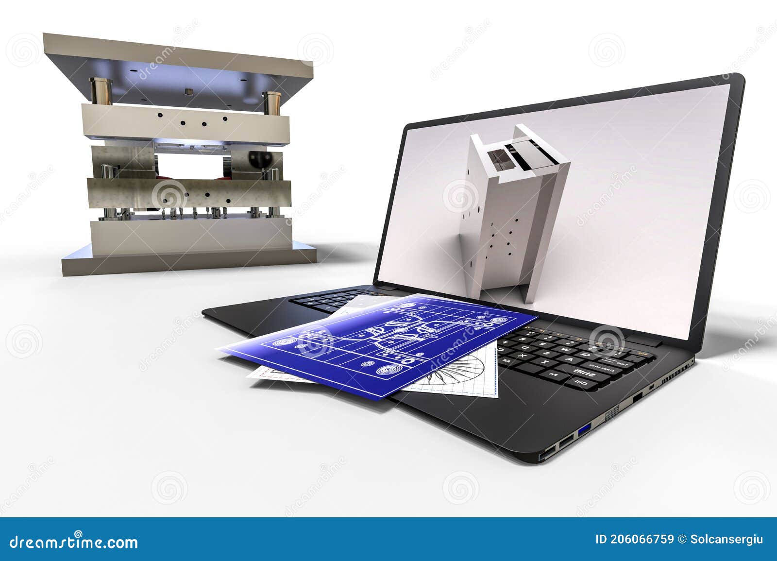 3D Render Image Representing CAD Process Stock Illustration ...