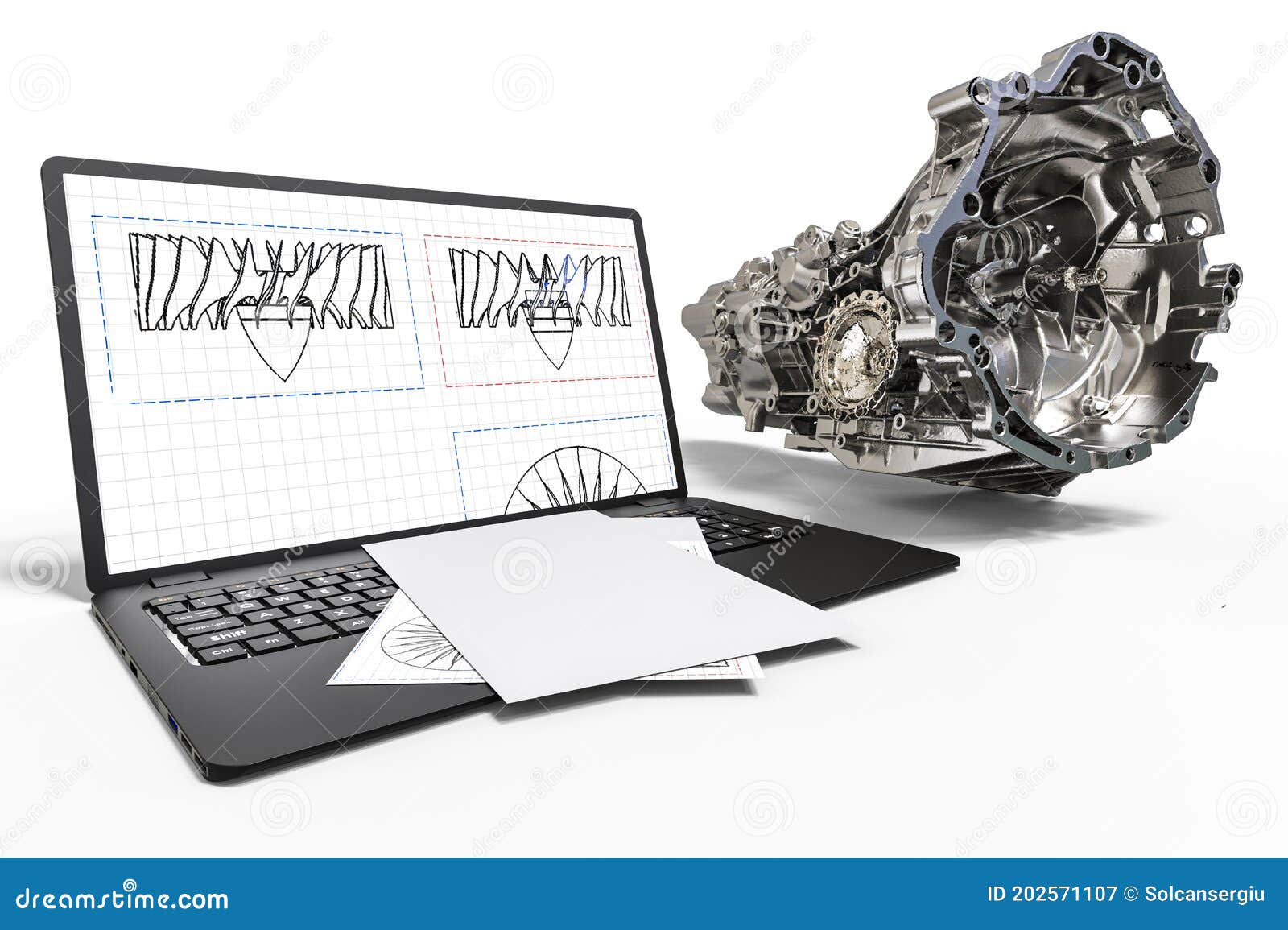 3D Render Image Representing CAD Process Stock Illustration ...