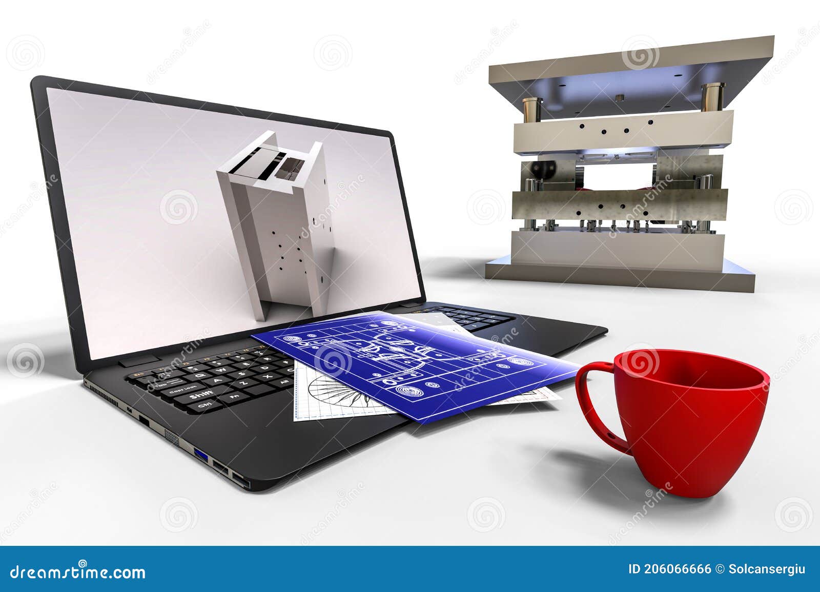 3D Render Image Representing CAD Process Stock Illustration ...