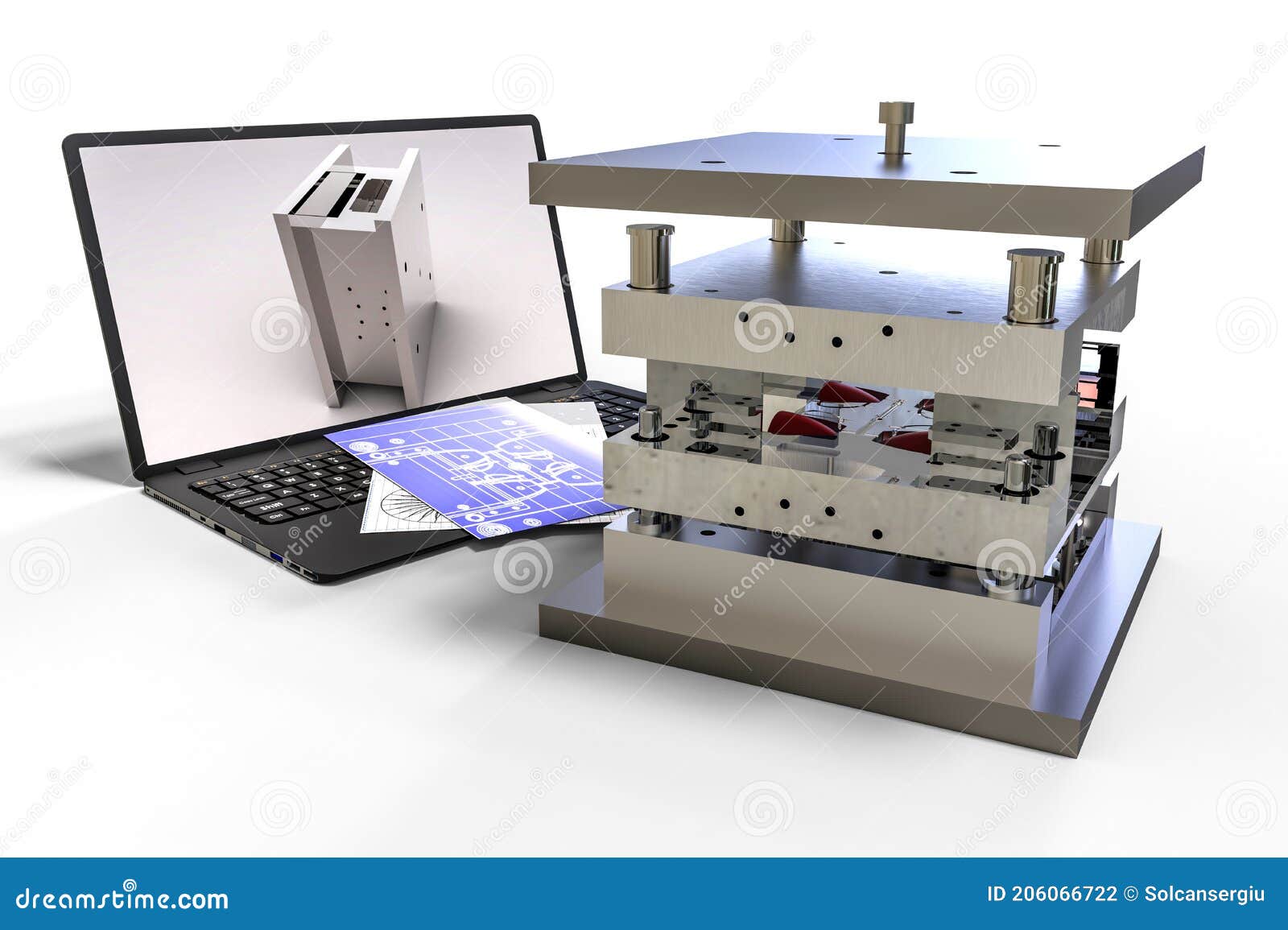 3D Render Image Representing CAD Process Stock Illustration ...