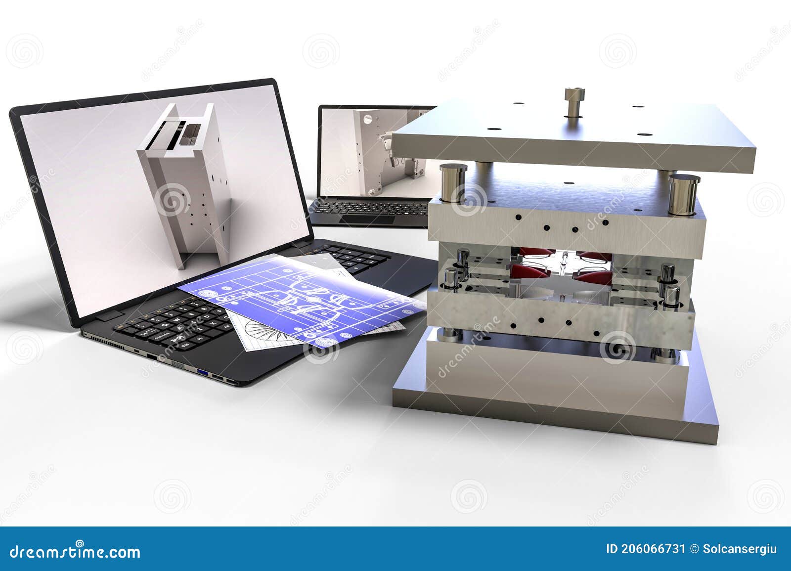 3D Render Image Representing CAD Process Stock Illustration ...