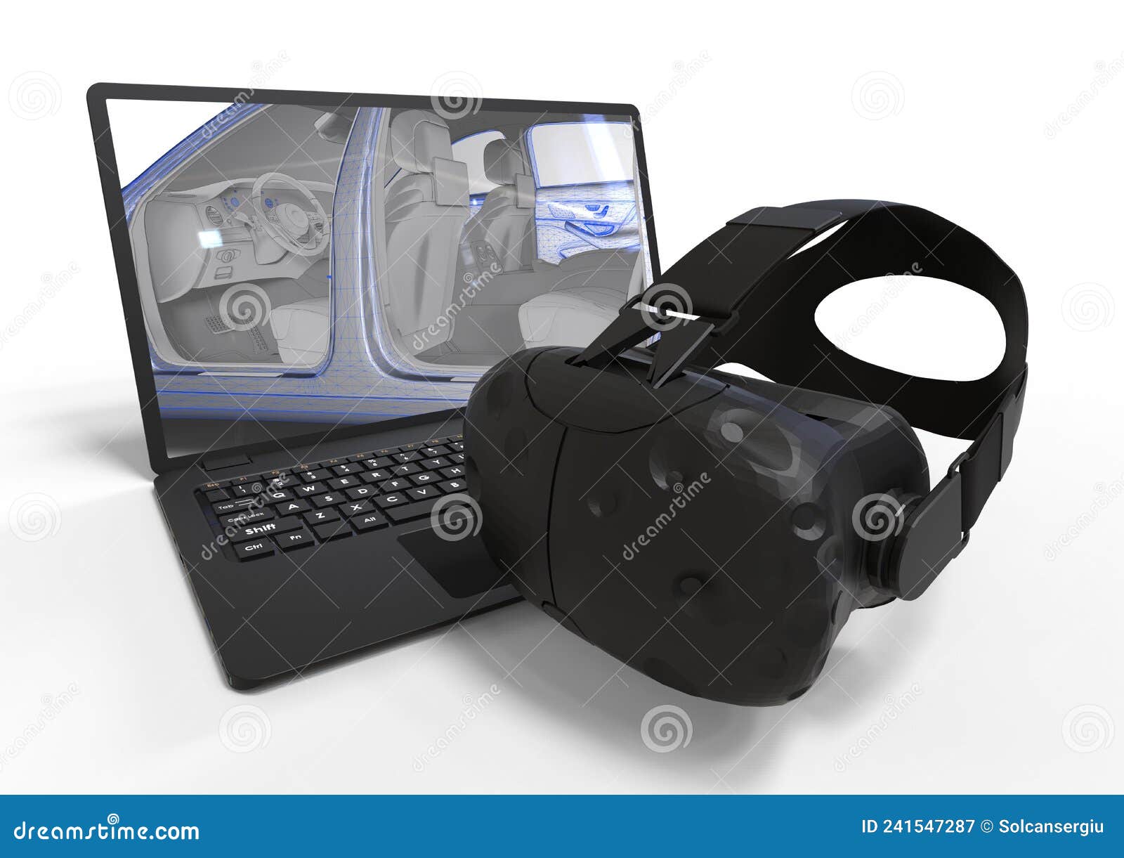 3D Render Image Representing CAD Process with VR Stock Illustration ...