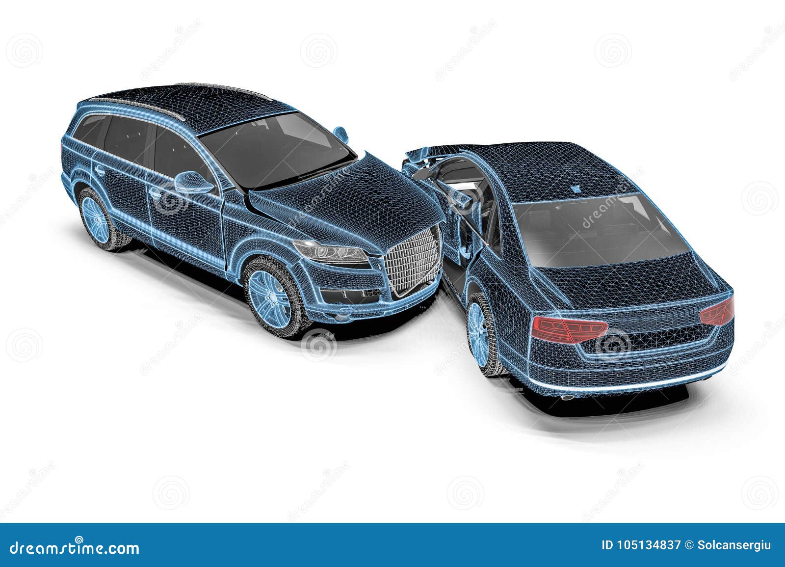 Car Accident Analysis in Wire Frame Stock Illustration - Illustration ...