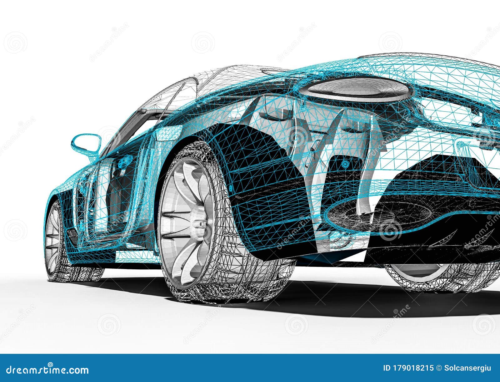 Concept Car Blueprint â€“ 3D Perspective. Machine, Print Stock ...