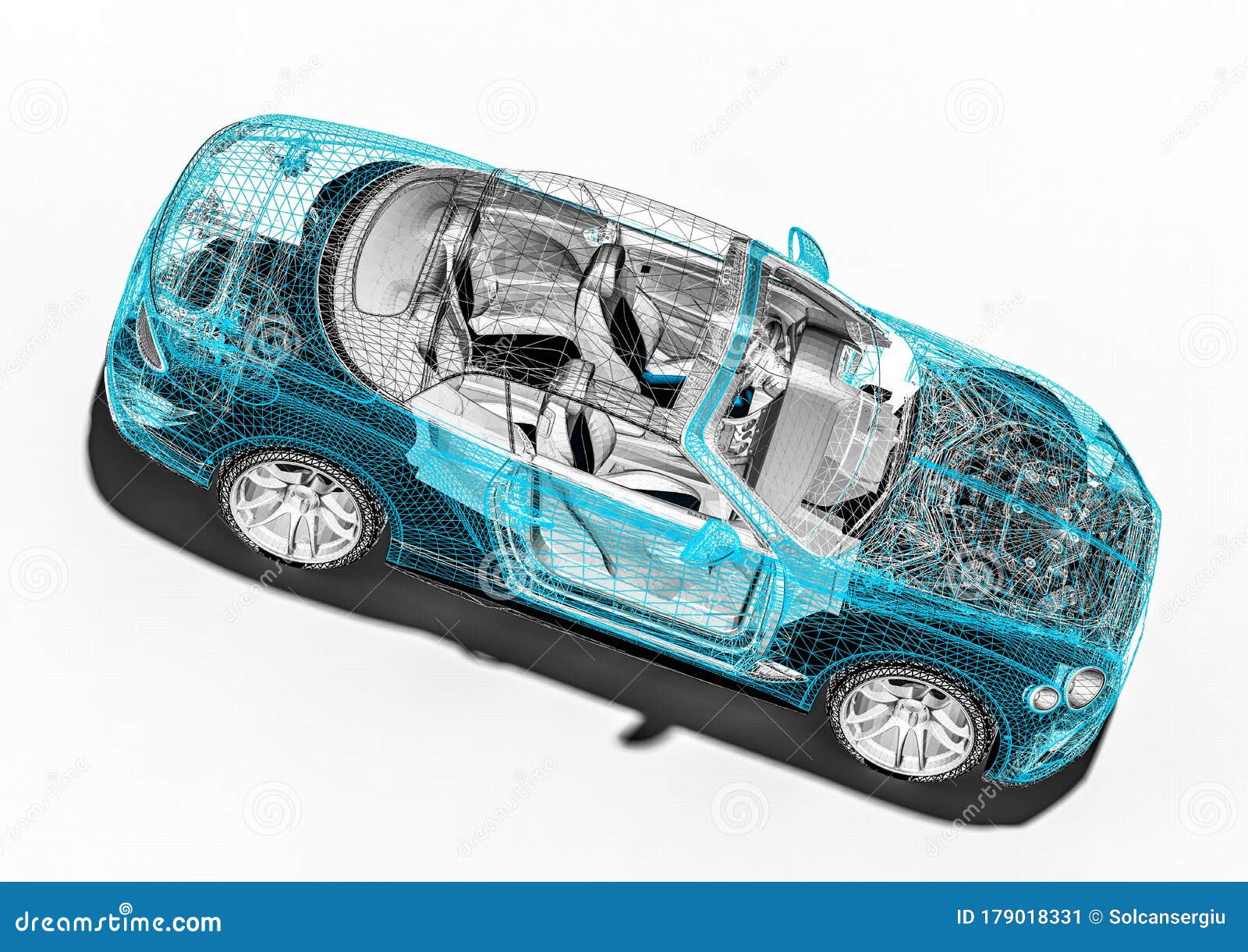Concept Car Blueprint â€“ 3D Perspective. Machine, Print Stock ...