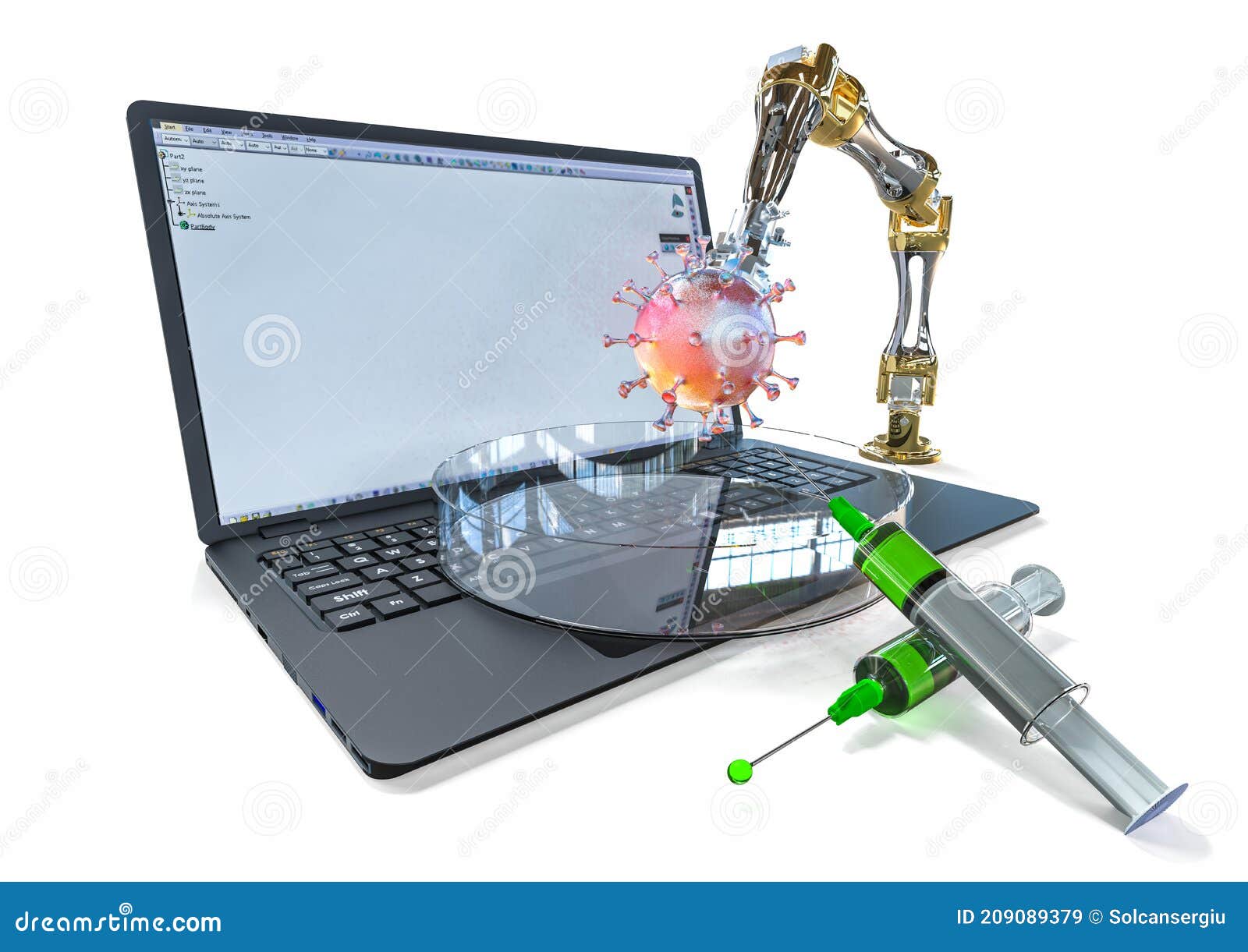 3D Render Image Representing a Corona Virus Cell Being Manipulated by ...