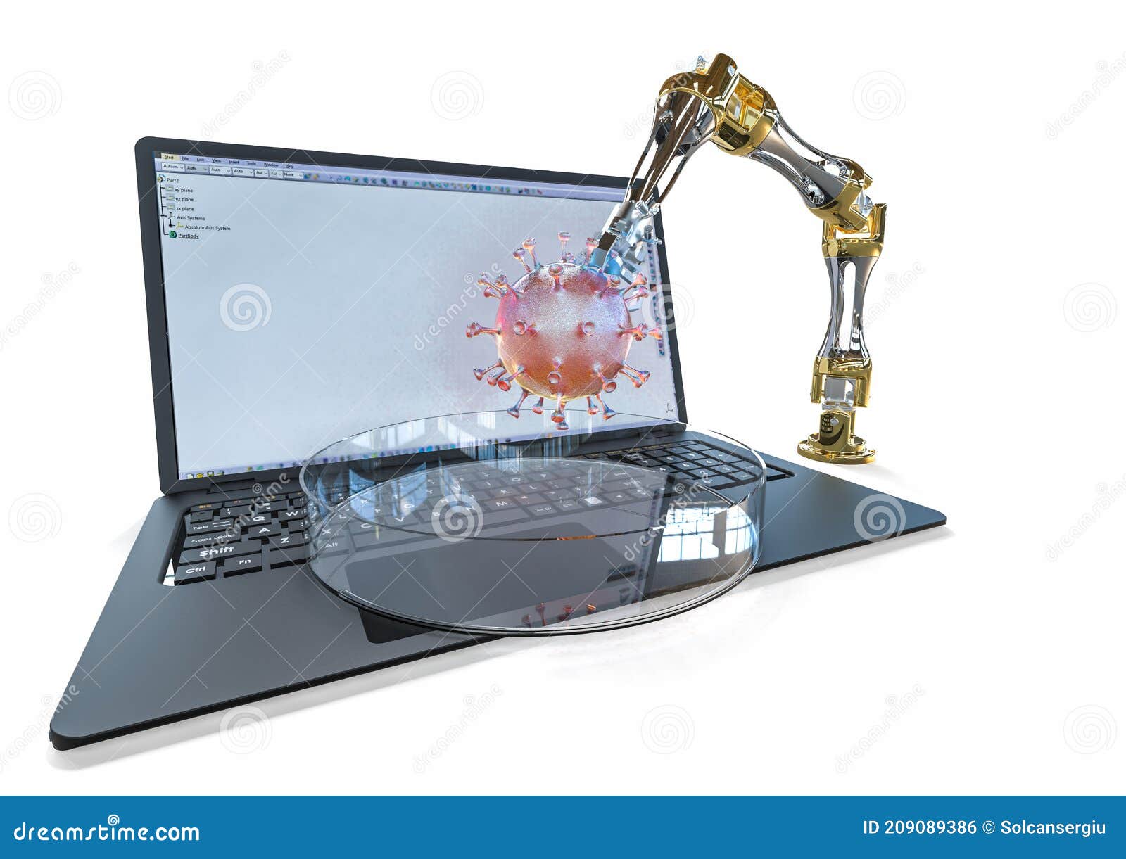 3D Render Image Representing a Corona Virus Cell Being Manipulated by ...