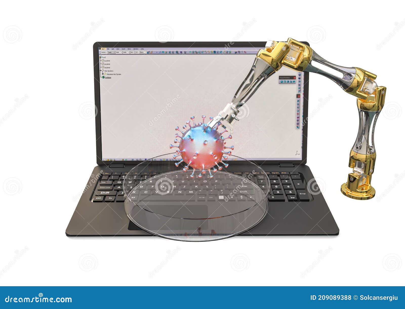 3D Render Image Representing a Corona Virus Cell Being Manipulated by ...