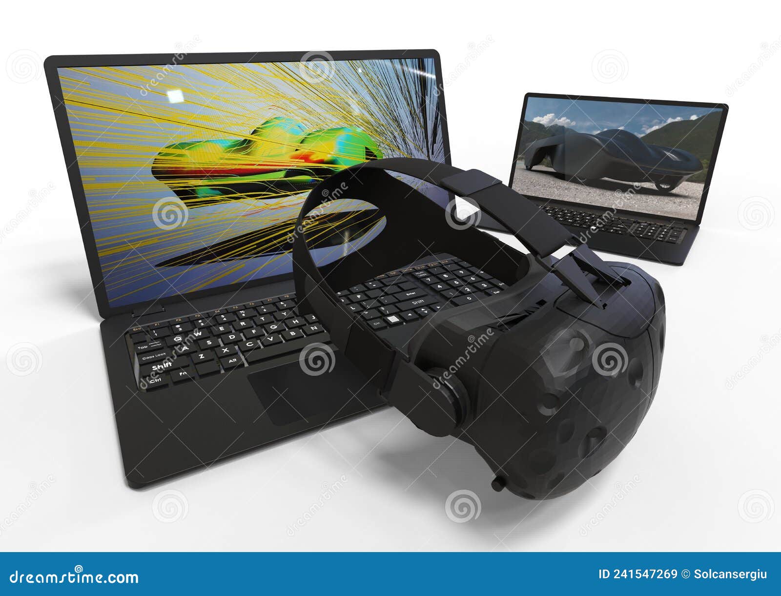 3D Render Image Representing CAD Process with VR Stock Illustration ...