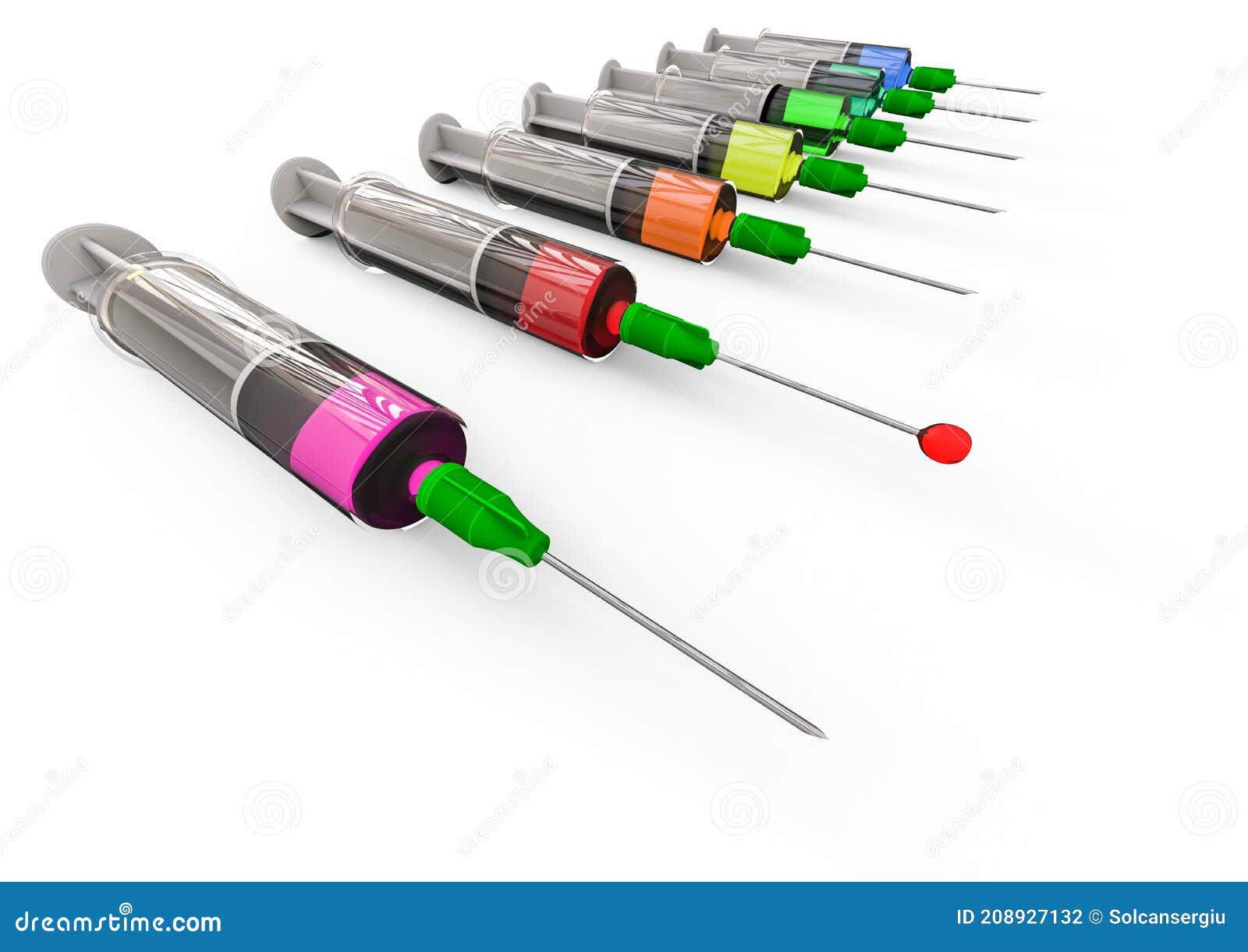 3D Render Image Representing a Few Syringes in Different Color Stock ...