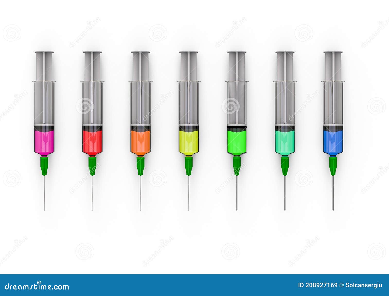 3D Render Image Representing a Few Syringes in Different Color Stock ...
