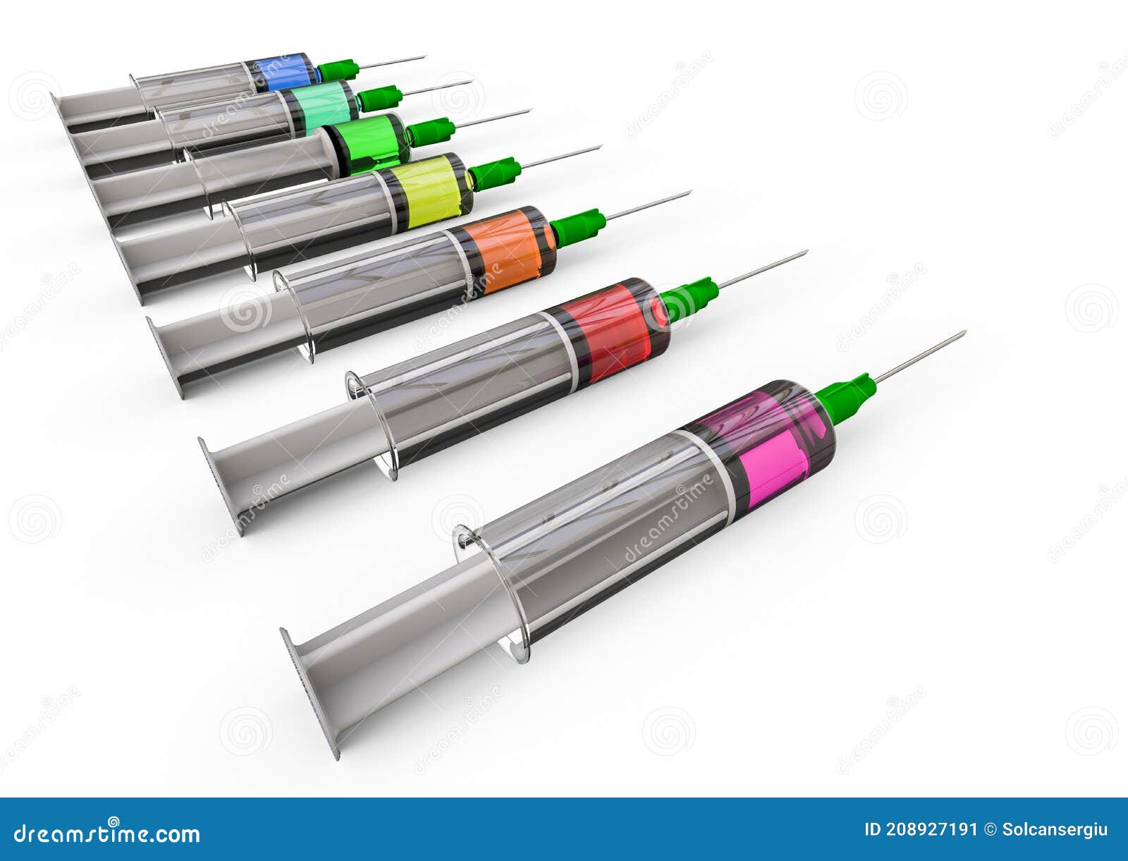 3D Render Image Representing a Few Syringes in Different Color Stock ...