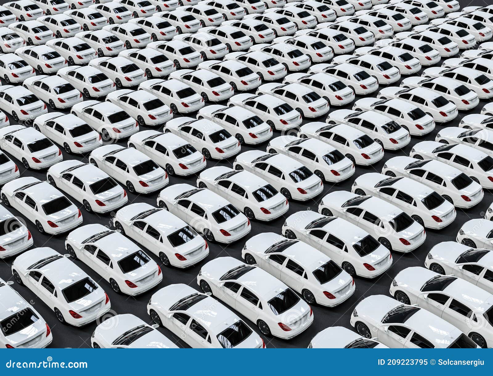3D Render Image Representing a Fleet of White Luxury Cars Stock ...