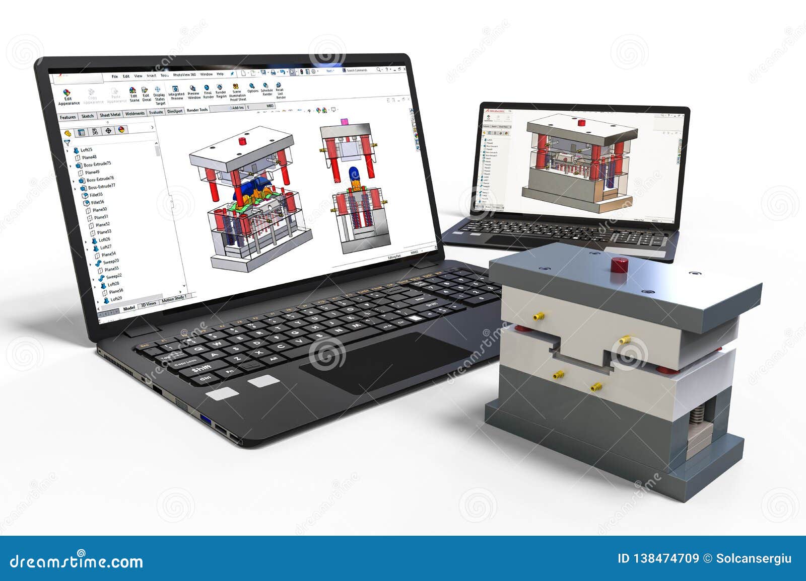 Mold Design with 3D Software Stock Illustration - Illustration of ...