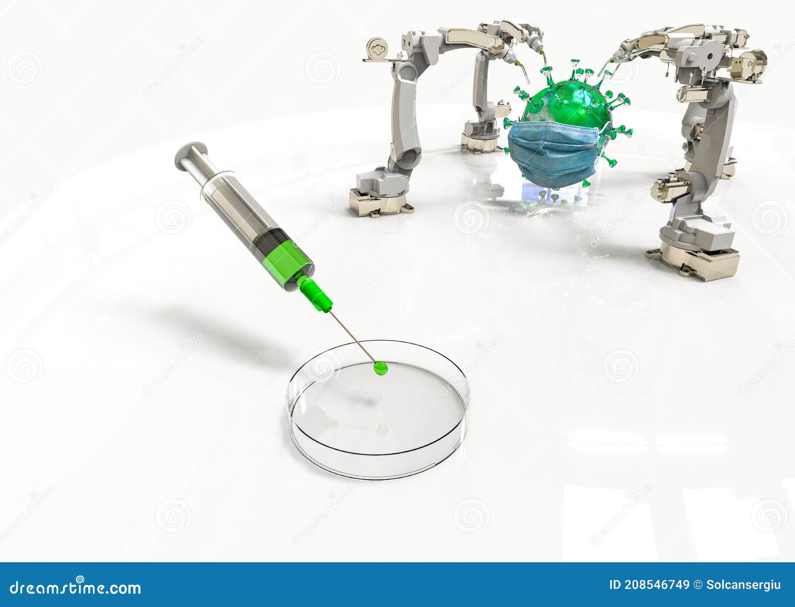 3D Render Image Representing a Virus Being Manipulated by Robots Stock ...
