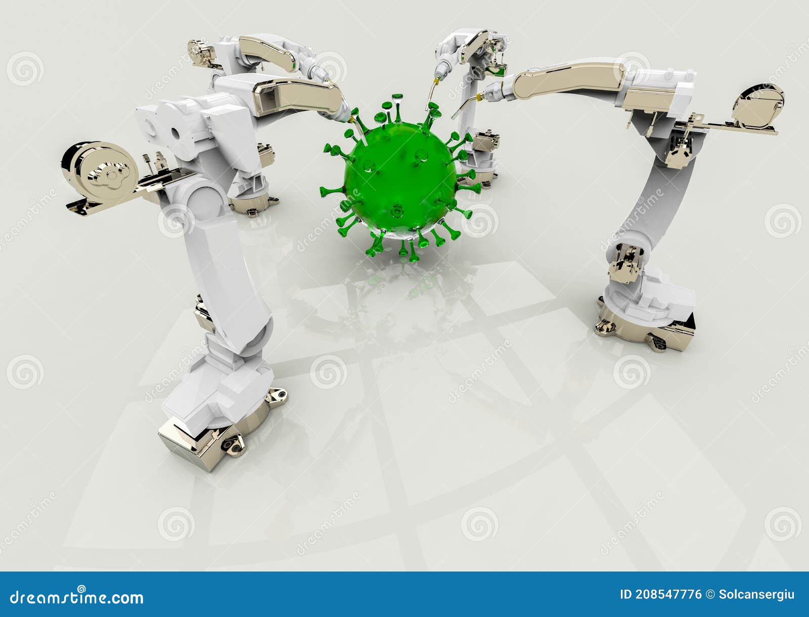 3D Render Image Representing a Virus Being Manipulated by Robots Stock ...