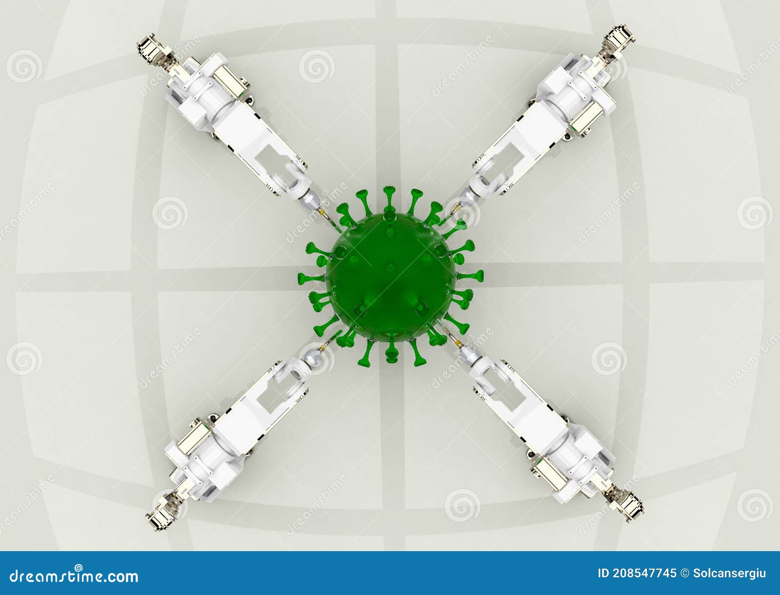 3D Render Image Representing a Virus Being Manipulated by Robots Stock ...