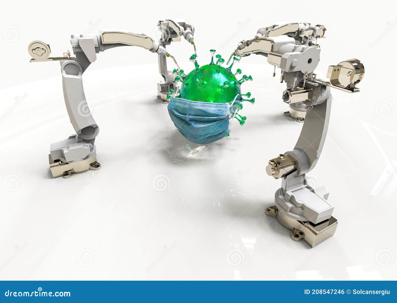 3D Render Image Representing a Virus Being Manipulated by Robots Stock ...