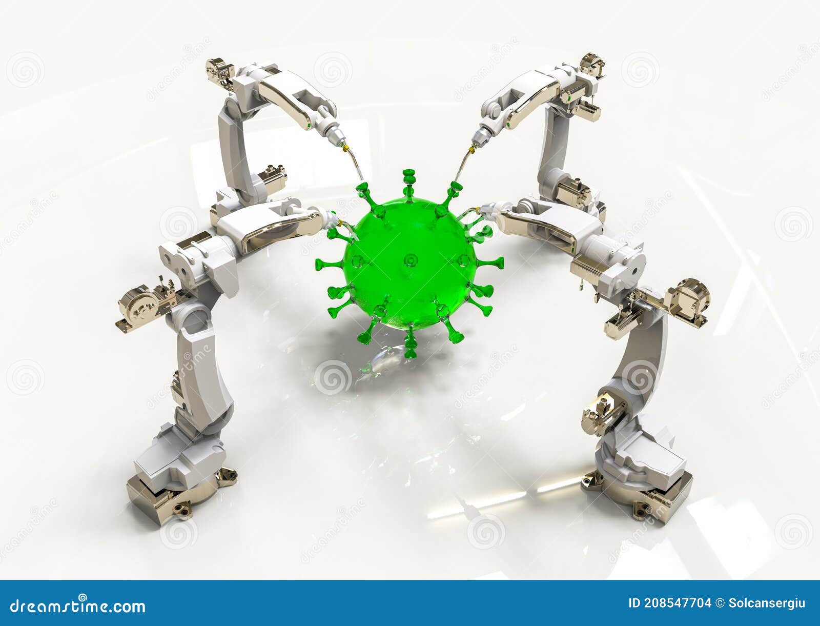 3D Render Image Representing a Virus Being Manipulated by Robots Stock ...