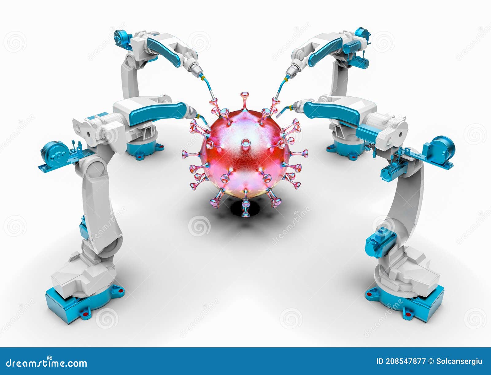 3D Render Image Representing a Virus Being Manipulated by Robots Stock ...