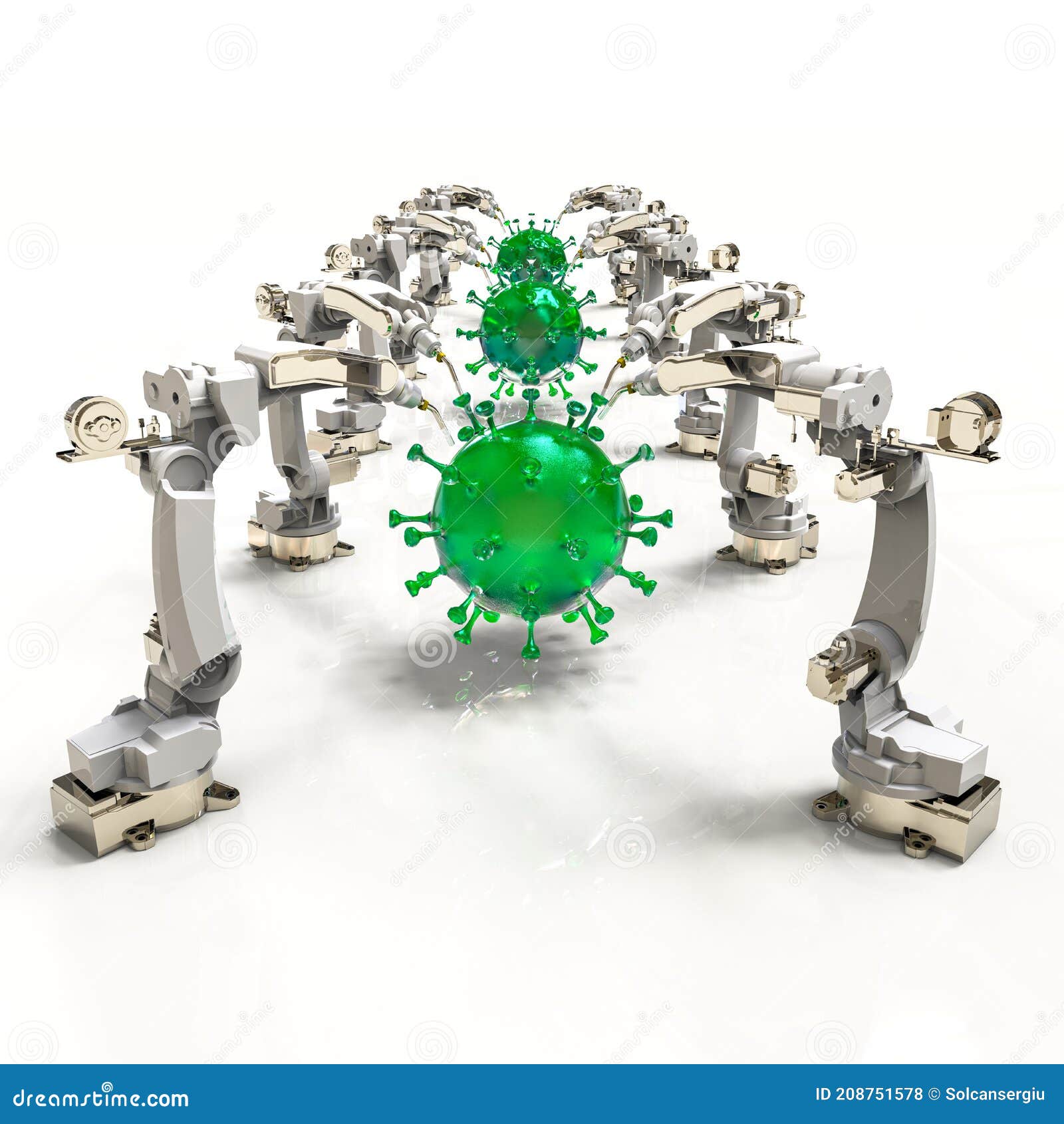 A Virus Being Manipulated by Robots Stock Illustration - Illustration ...