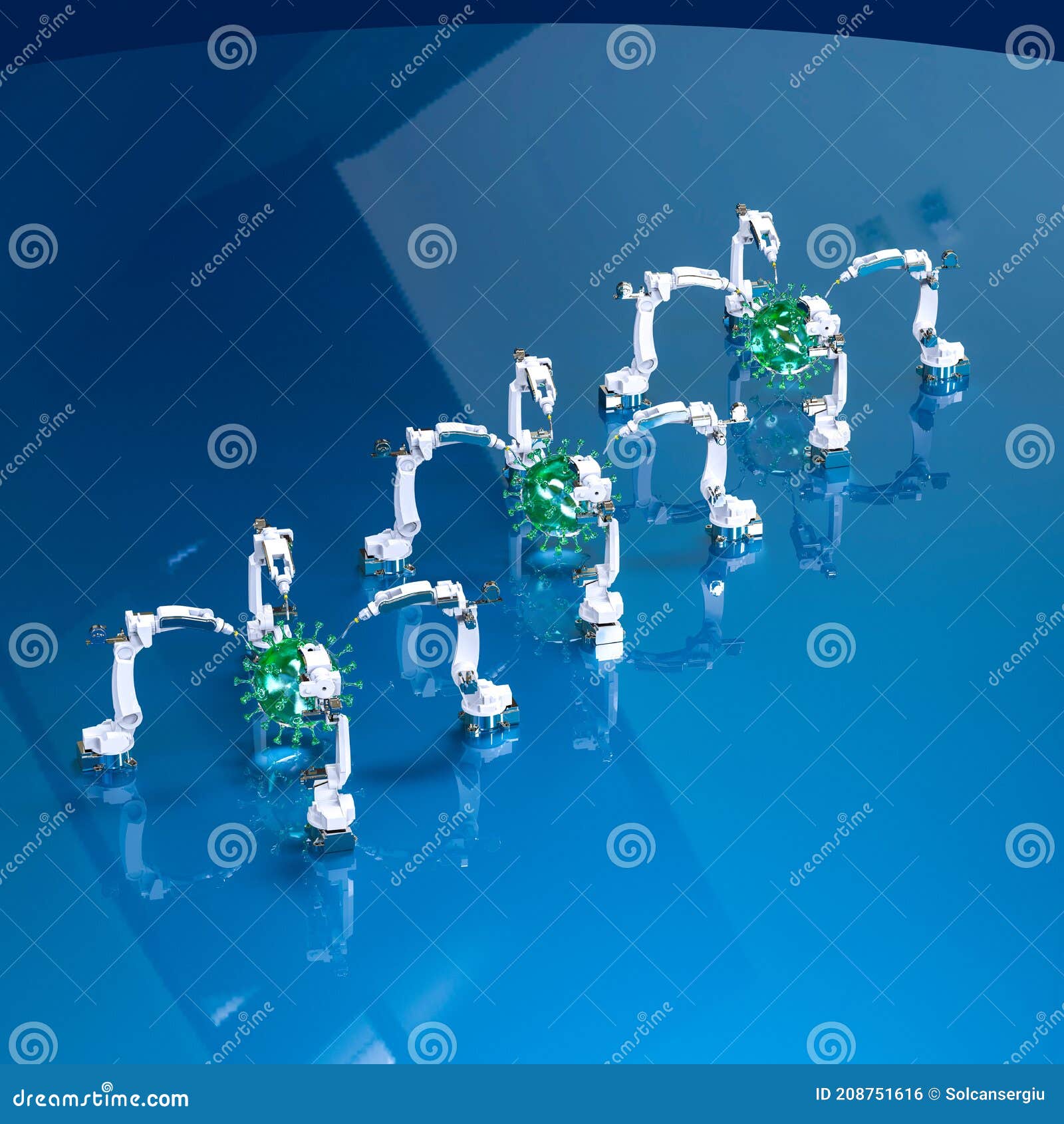 A Virus Being Manipulated by Robots Stock Illustration - Illustration ...