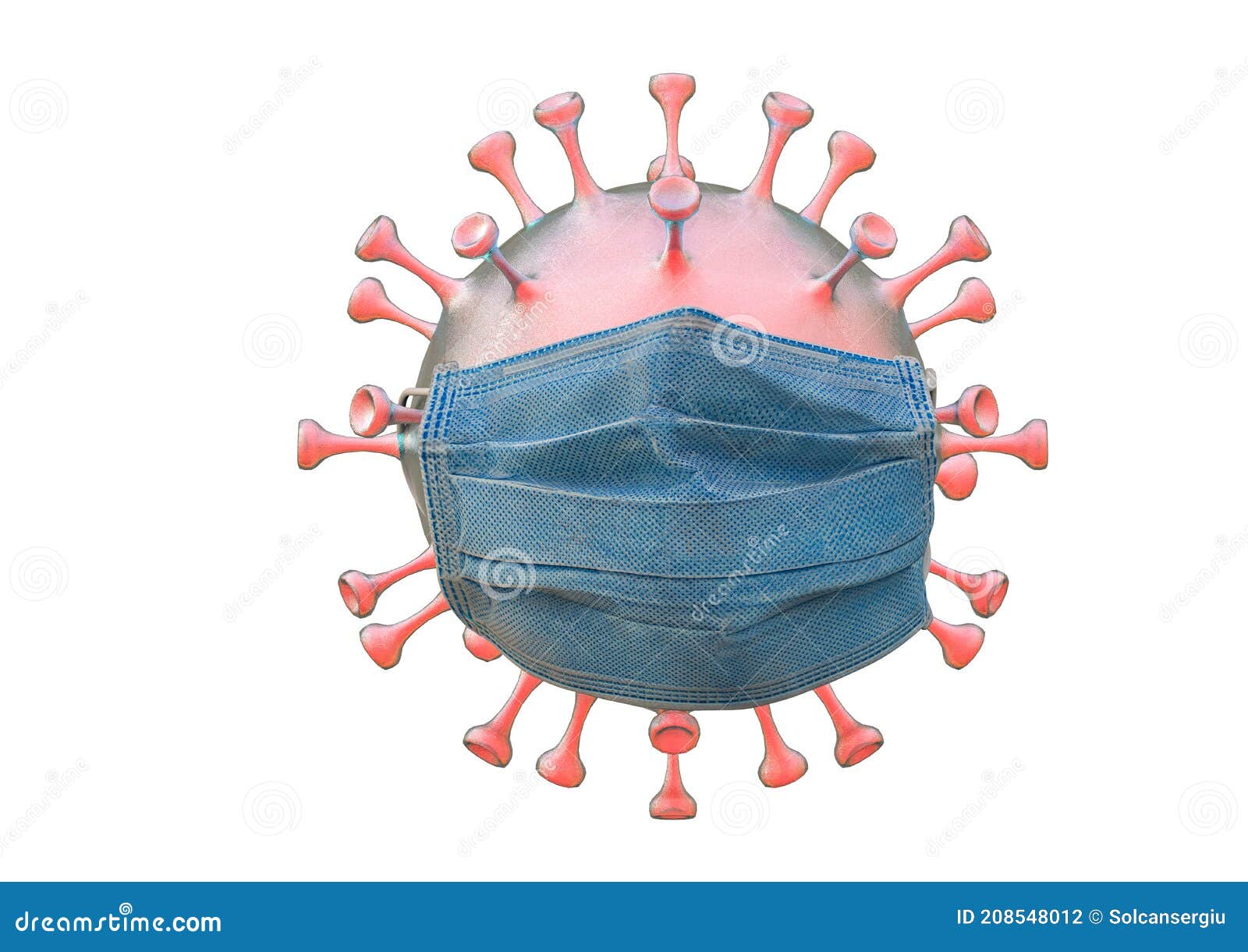 3D Render Image Representing a Virus with a Face Mask Stock ...