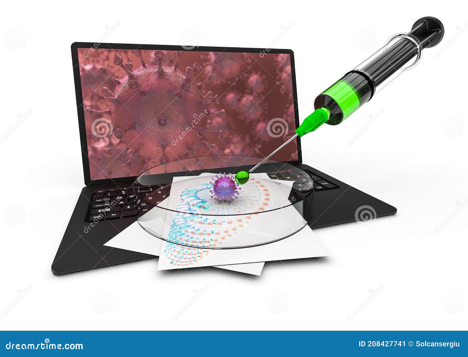 3D Render Image Representing a Virus Cell Manipulated with CAD Stock ...