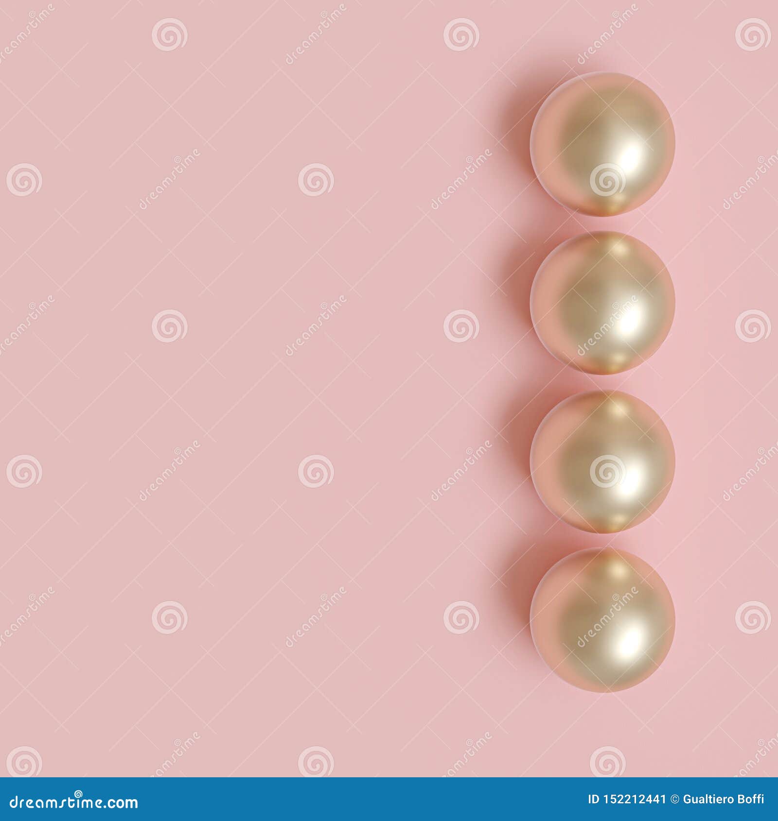 3d Render Image of a Series of Gold Spheres on a Pink Background Stock ...