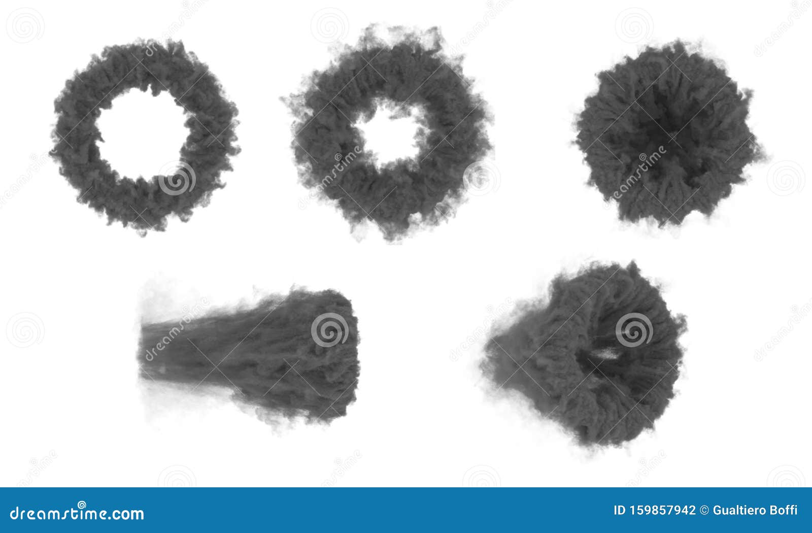 3d Image of a Series of Smoke Rings Stock Illustration - Illustration ...