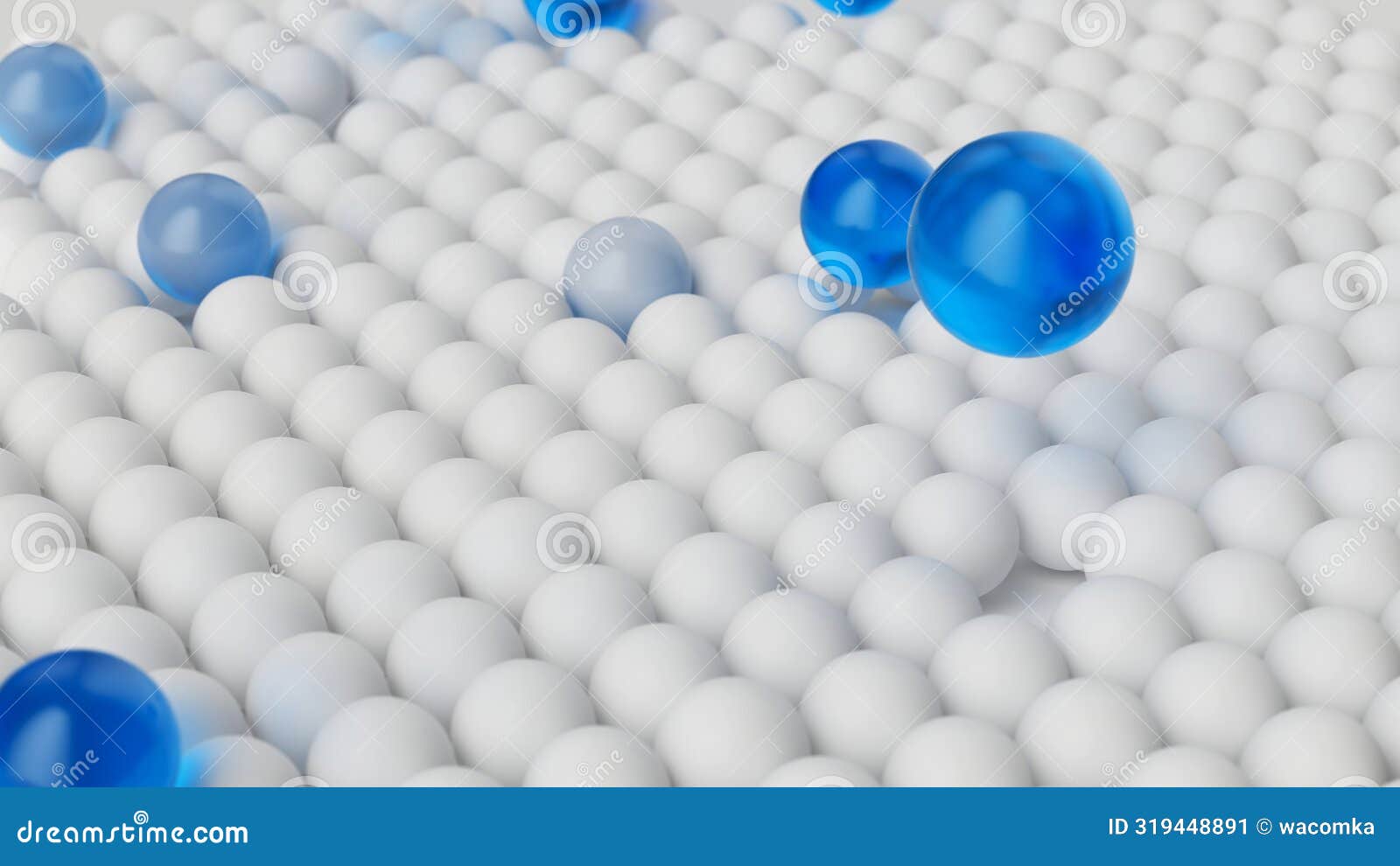 3d Render Image of White Balls Turning into Blue Balls or Bubbles, and ...