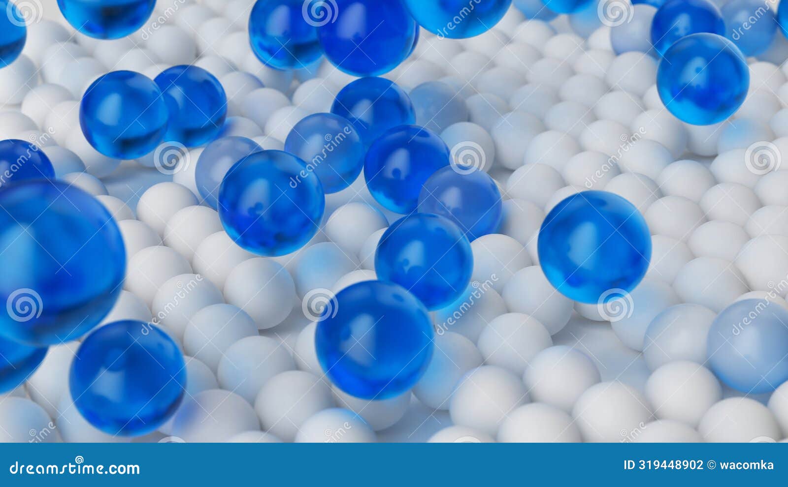 3d Render Image of White Balls Turning into Blue Balls or Bubbles, and ...