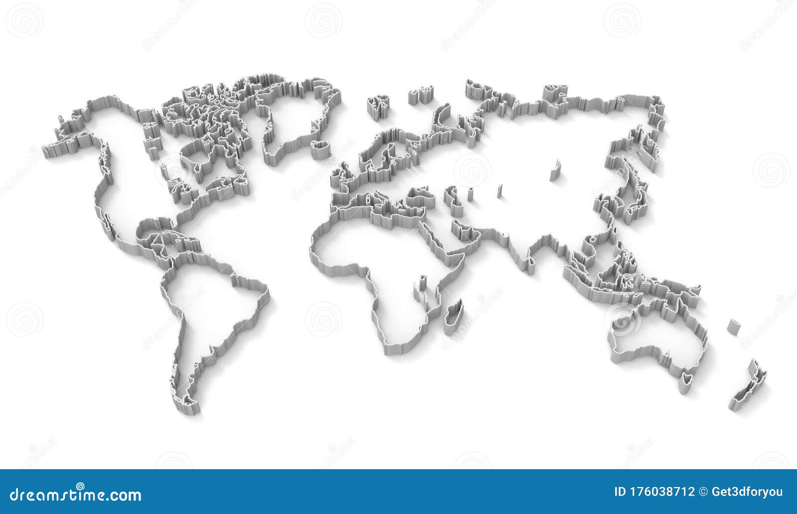 3D Render Image of World Map Stock Illustration - Illustration of ...