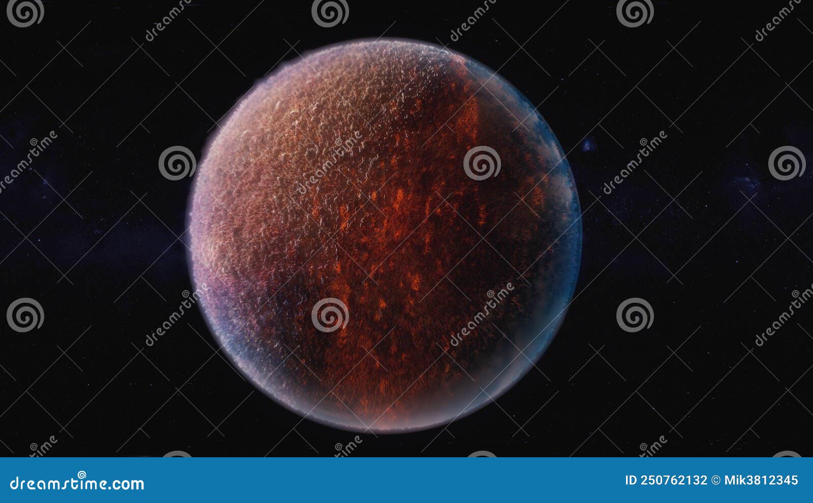 Fictional Planet Sun Rise In Dark Background With Stars. Front View Of ...