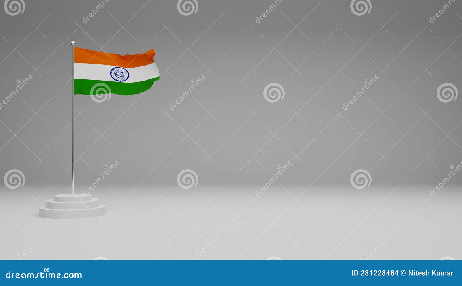 3d Render Indian Flag with Pole, Blank Space for Advertising, Isolated ...