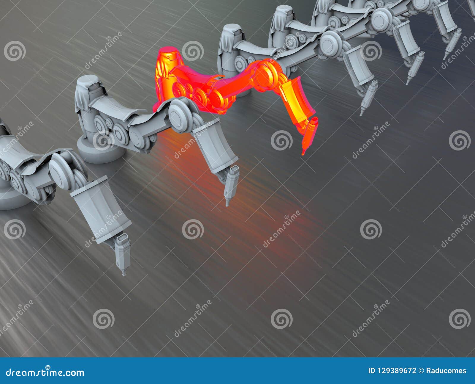 3D Render - Industrial Robots Overheating Concept Stock Illustration ...