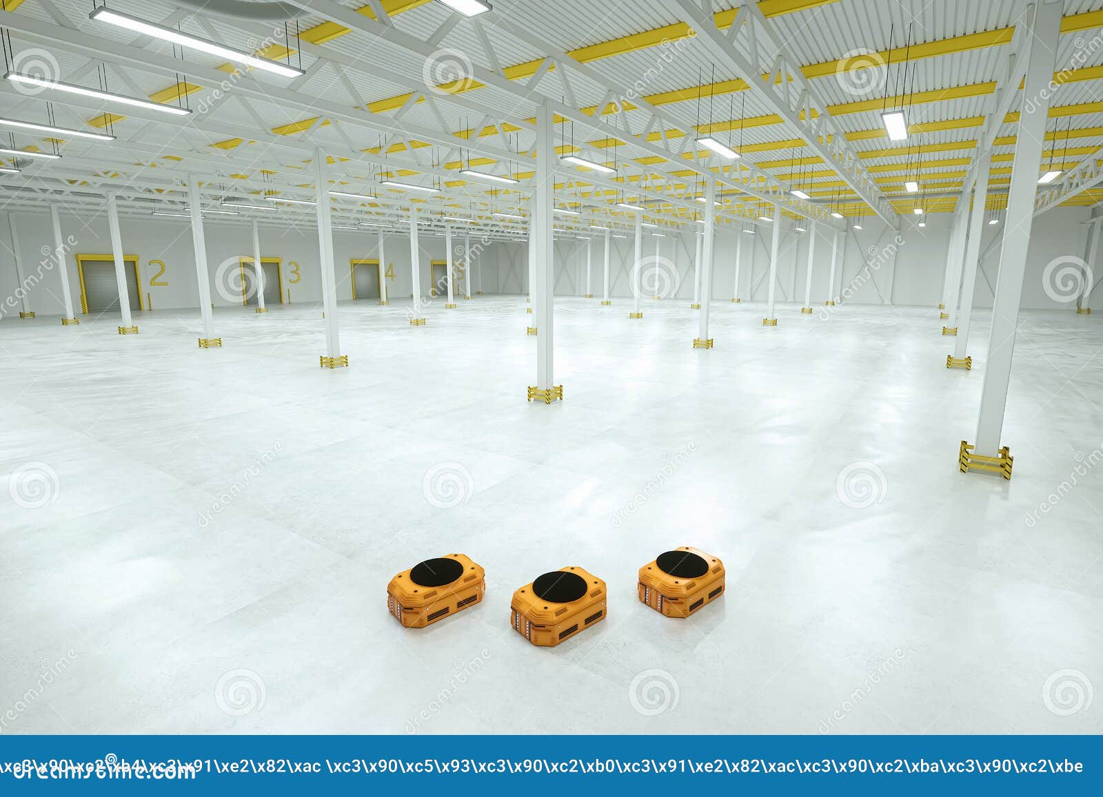 3D Render Industrial Robots for Sorting and Transferring in an Empty ...