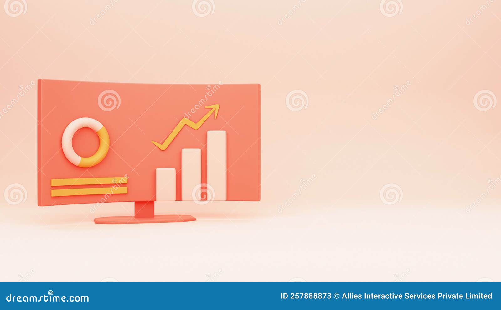 3D Render of Infographic Diagram Chart in Desktop Screen and Copy Stock ...