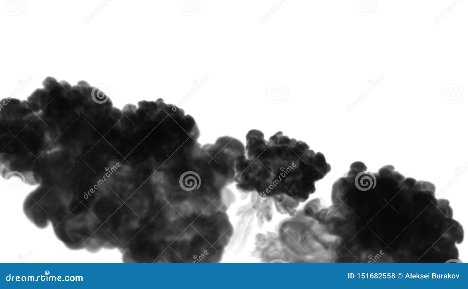 3d Render of Black Ink Injection Dissolves and Spread in Water on White ...